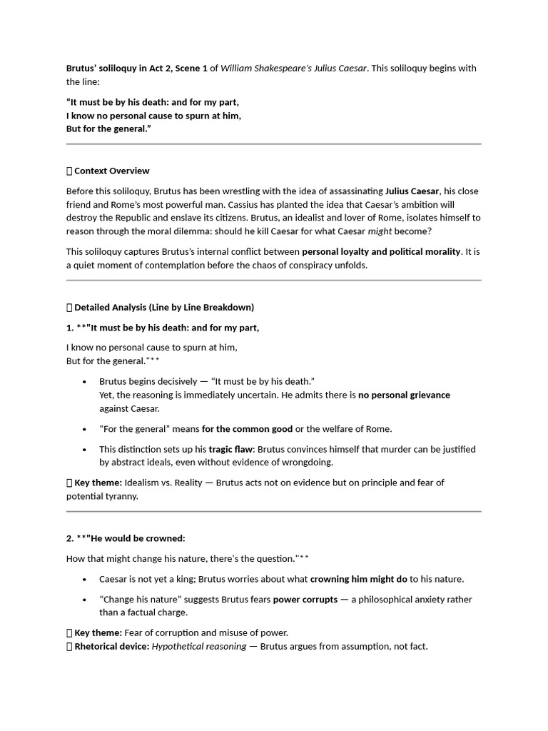 Brutus | PDF | Reason | Julius Caesar