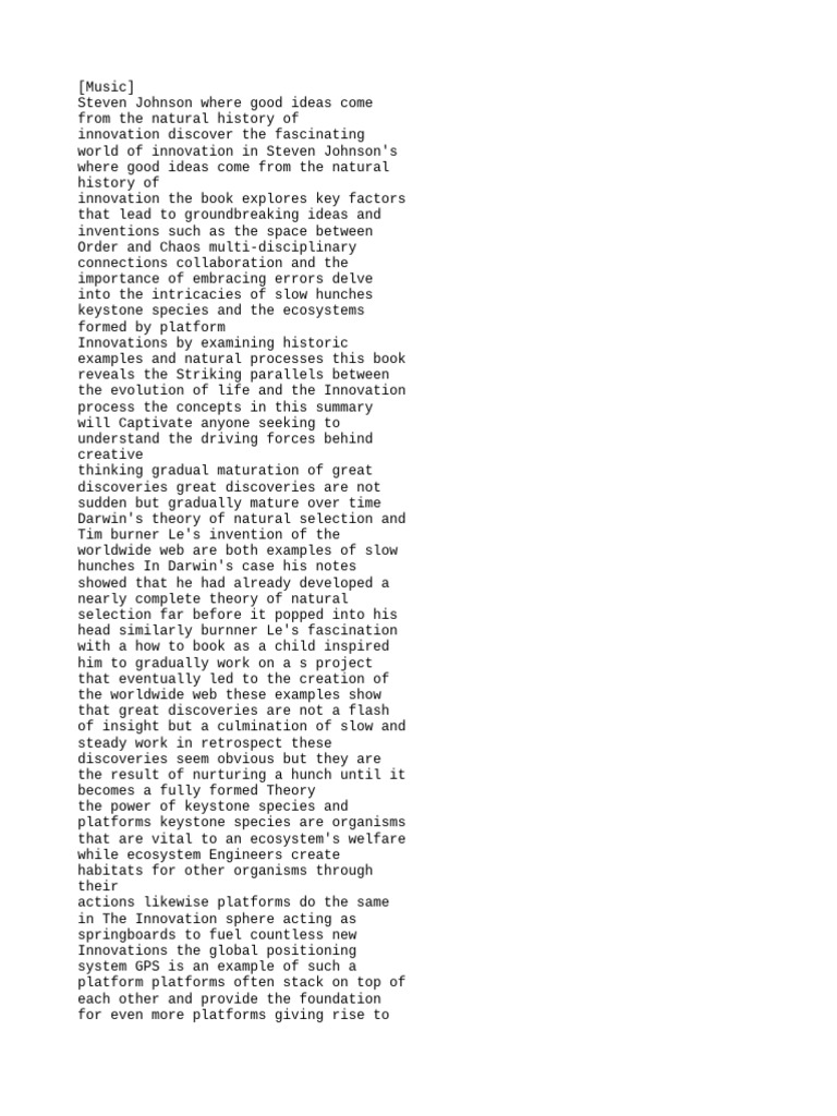 (English (Auto-Generated) ) Where Good Ideas Come From by Steven ...