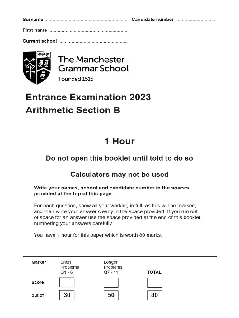 2023 Arithmetic Paper 2 | PDF | Triangle | Angle
