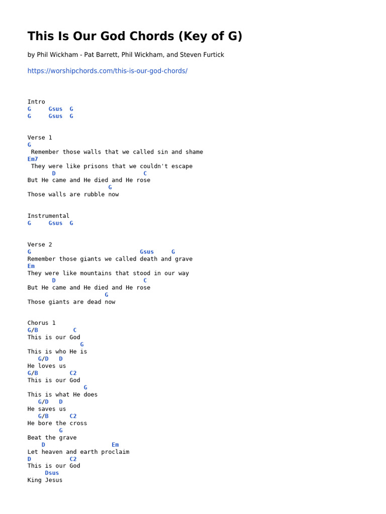 This Is Our God Chords in G | PDF