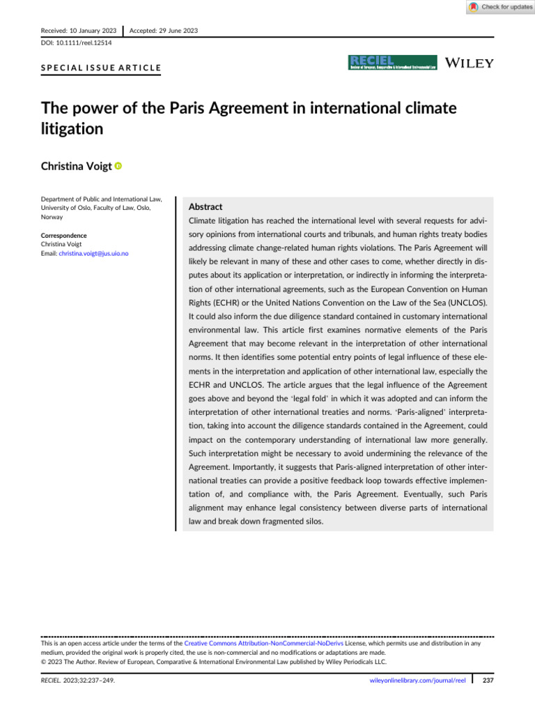 Paris Agreement's Impact on Climate Law | PDF | United Nations ...