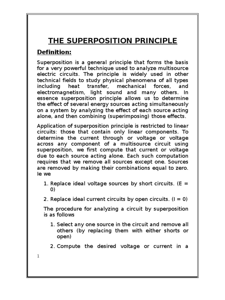 Superposition Principle | PDF | Electrical Network | Voltage
