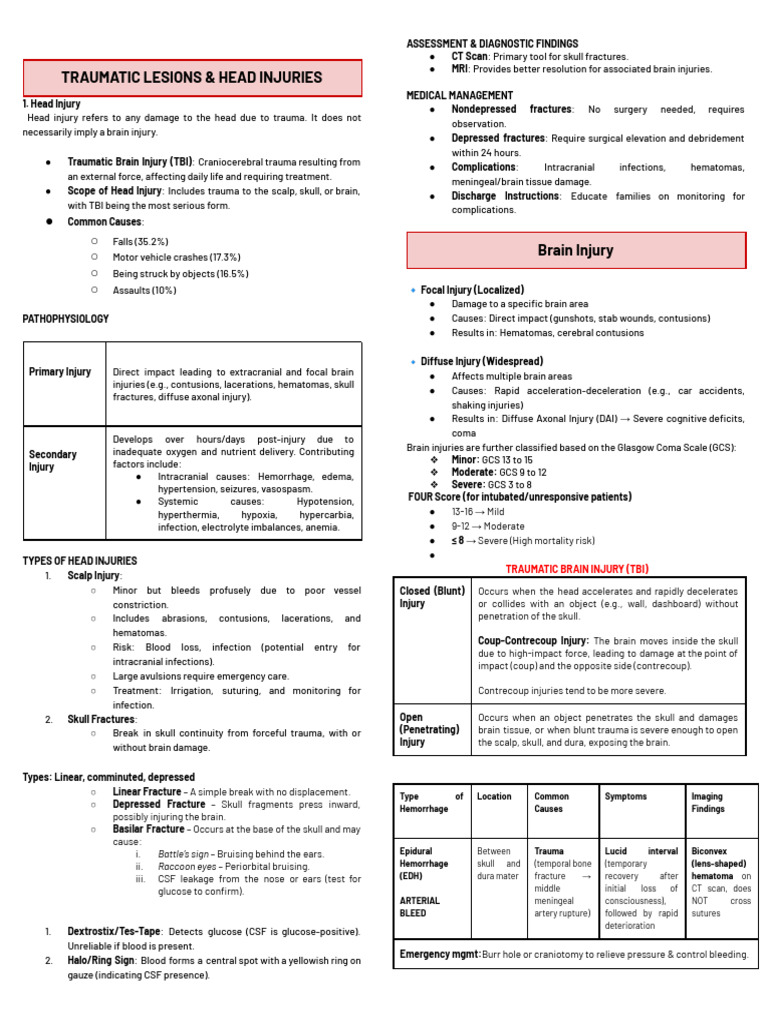Head Injuries: Types and Management | PDF | Traumatic Brain Injury | Stroke