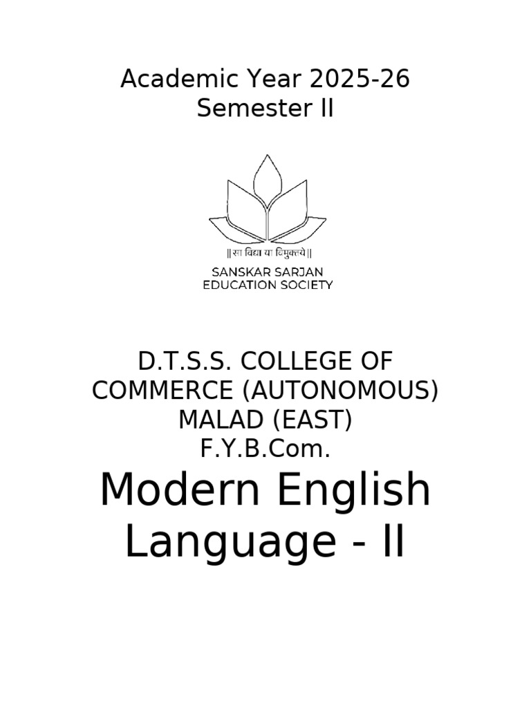 Modern English Language II Syllabus 2025-26 | PDF | Sentence ...