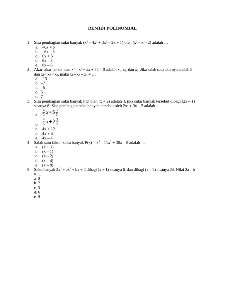 REMIDI POLINOMIAL | PDF