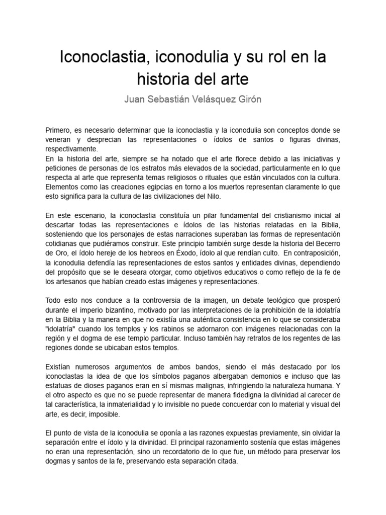 Iconoclastia, Iconodulia y Su Rol en La Historia Del Arte | PDF ...