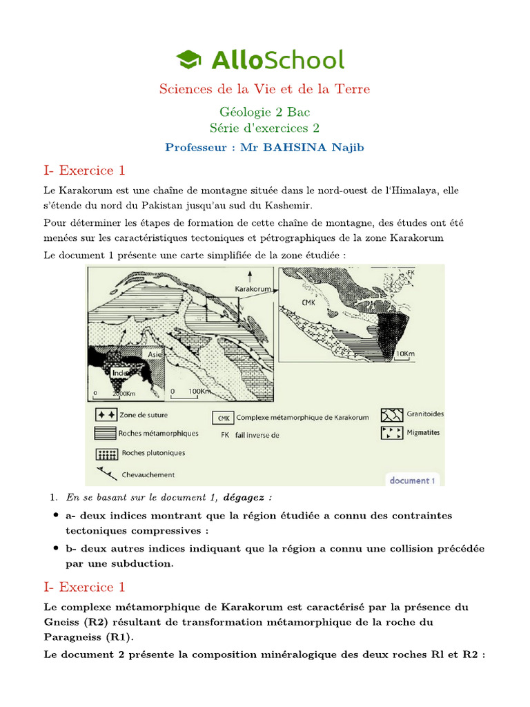 La Geologie Serie d Exercices 2 3 | PDF