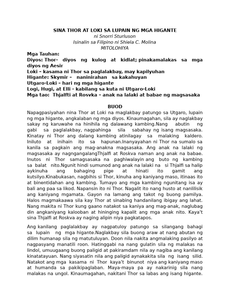 Sina Thor at Loki Sa Lupain NG Mga Higante | PDF