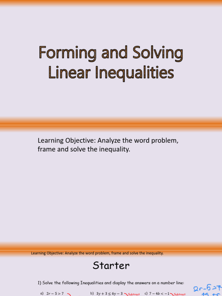 Solving Linear Inequalities Explained | PDF | Inequality (Mathematics ...