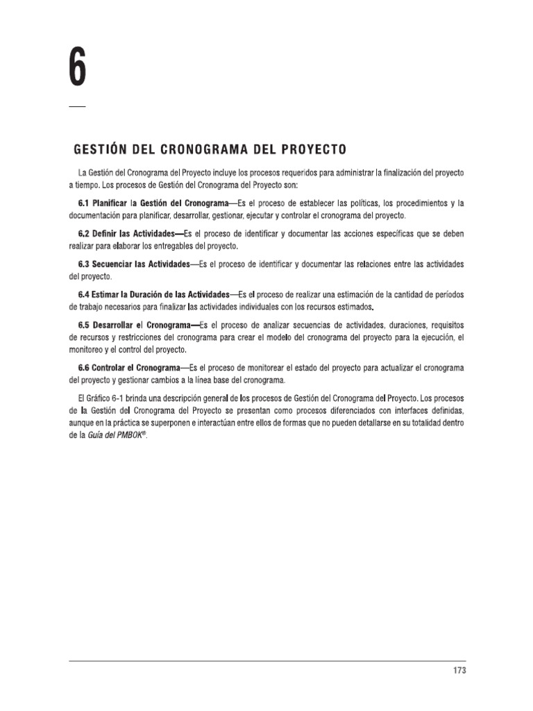 PMBOK - 6ta - Cap06 - Gestión Del Cronograma Del Proyecto | PDF