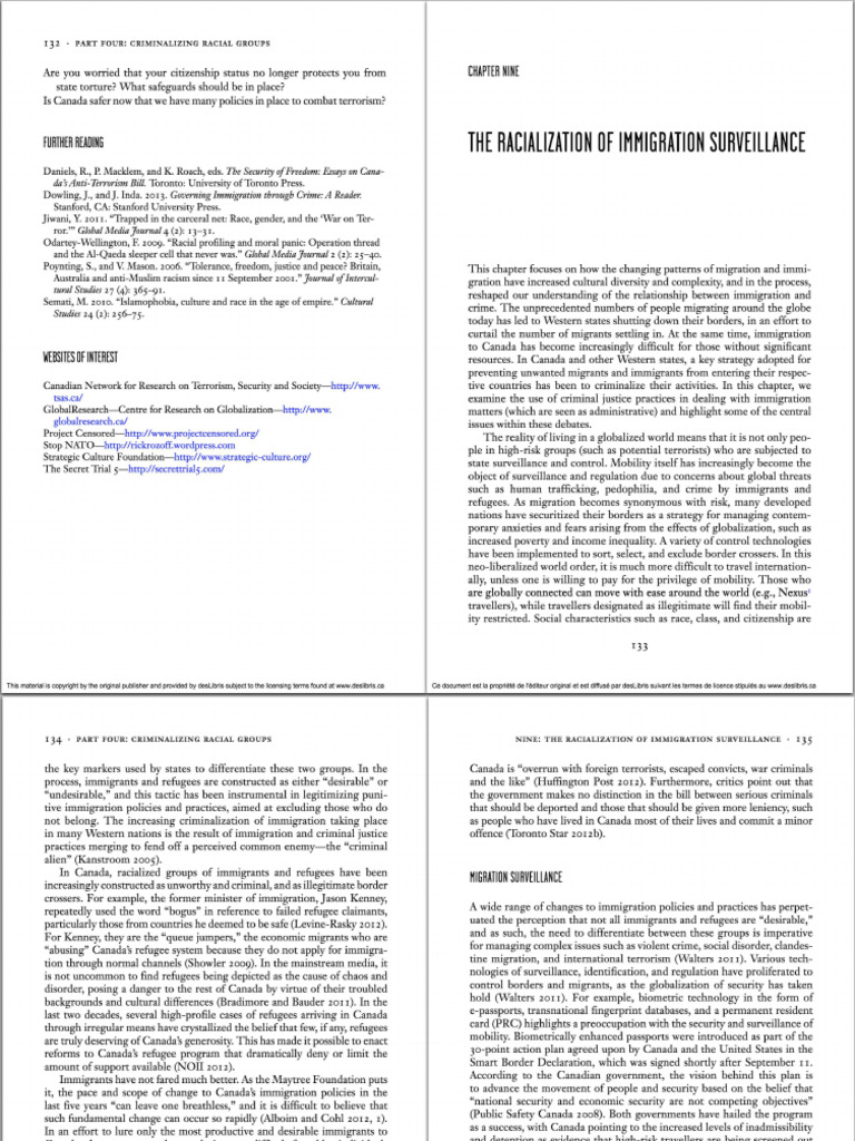 Chan - CHP 9 - Racialization of Immigration Surveillance | PDF