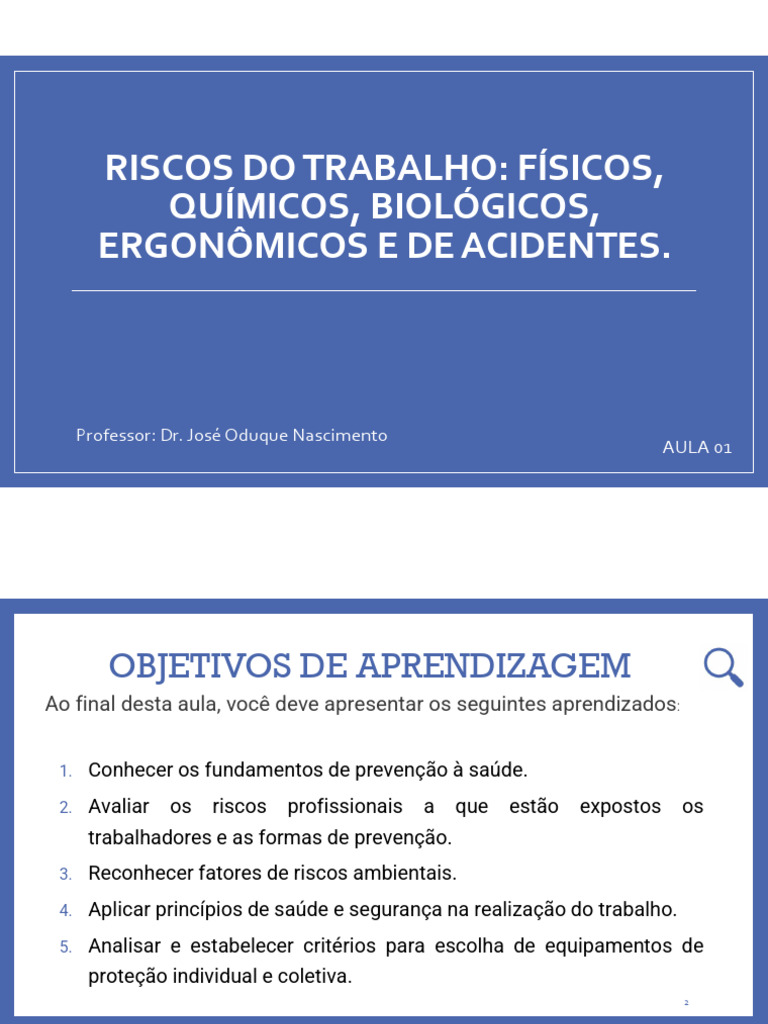 Riscos Ocupacionais e Prevenção no Trabalho | PDF | Ambiente natural ...