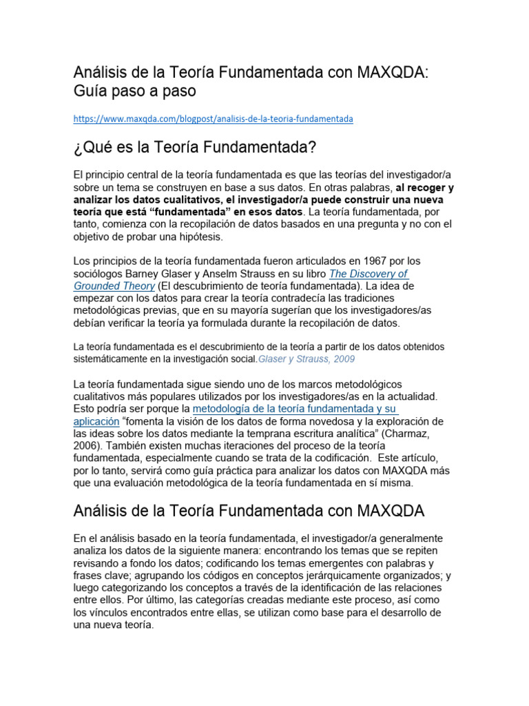 Análisis de Teoría Fundamentada con MAXQDA | PDF | Datos | Teoría