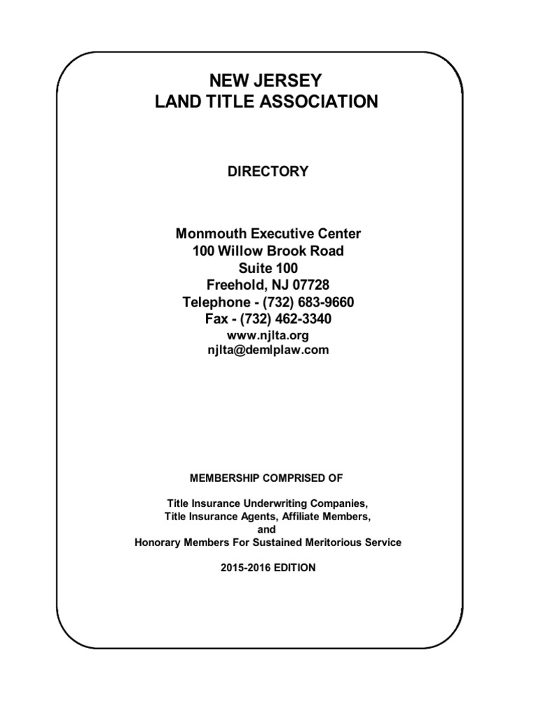 New Jersey Land Title Association Directory | PDF | Financial Risk ...