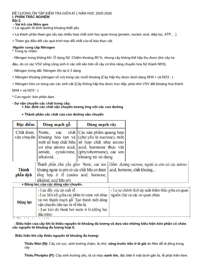 sinh học 11 gk | PDF
