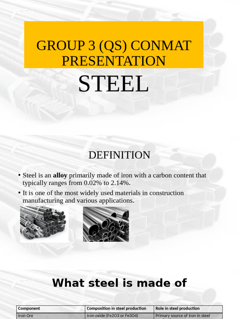 Group 3 Steel Presentation | PDF | Steel | Iron