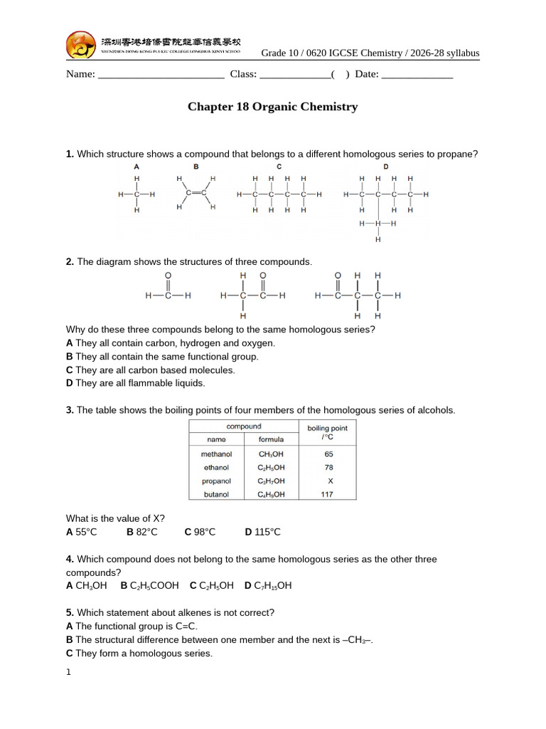 Ch 18_Organicchemistry QP 2 | PDF | Alkene | Ester