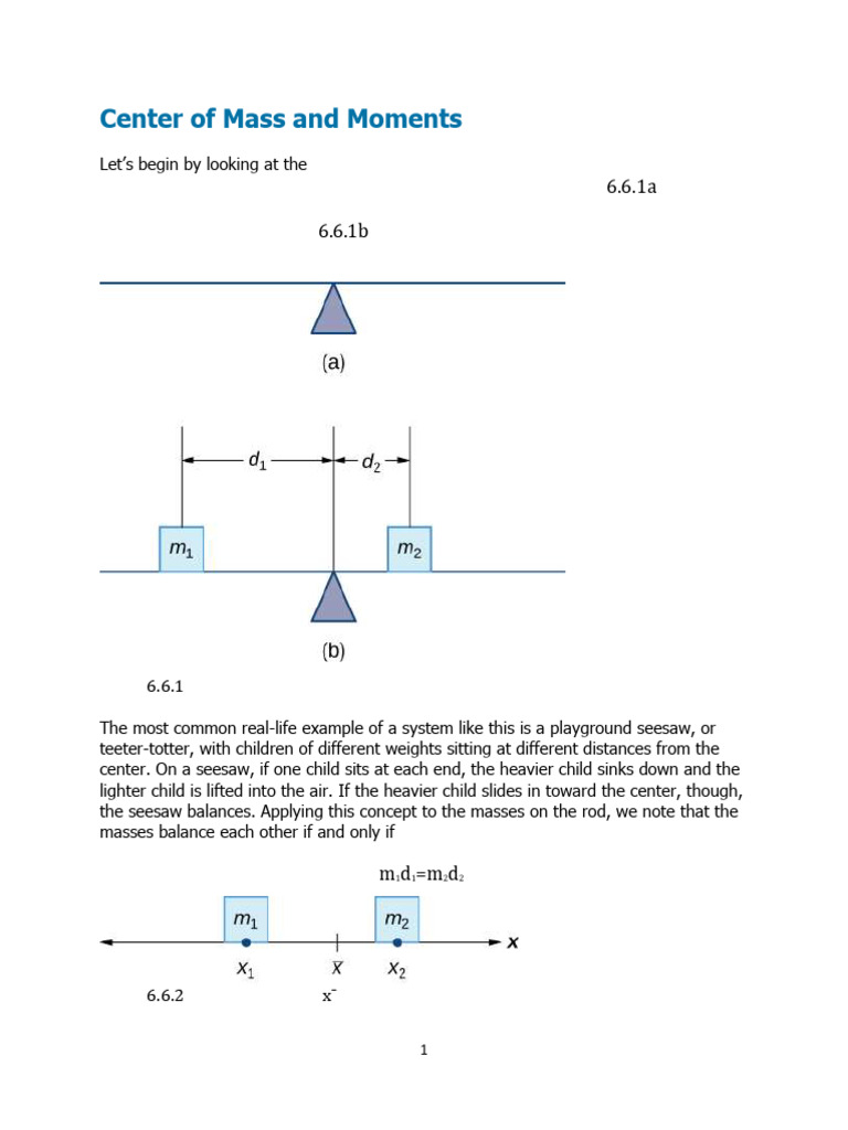 Center of Mass and Moments Explained | PDF | Center Of Mass | Mass