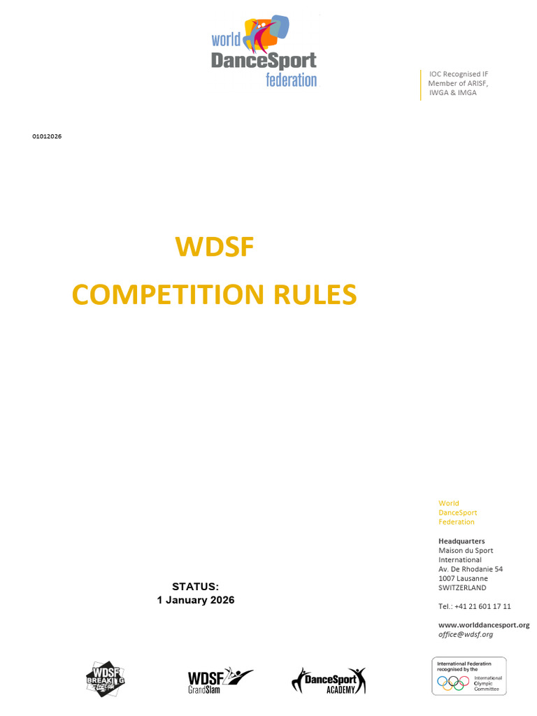 WDSF Competition Rules Overview | PDF | Jurisdiction | Doping In Sport