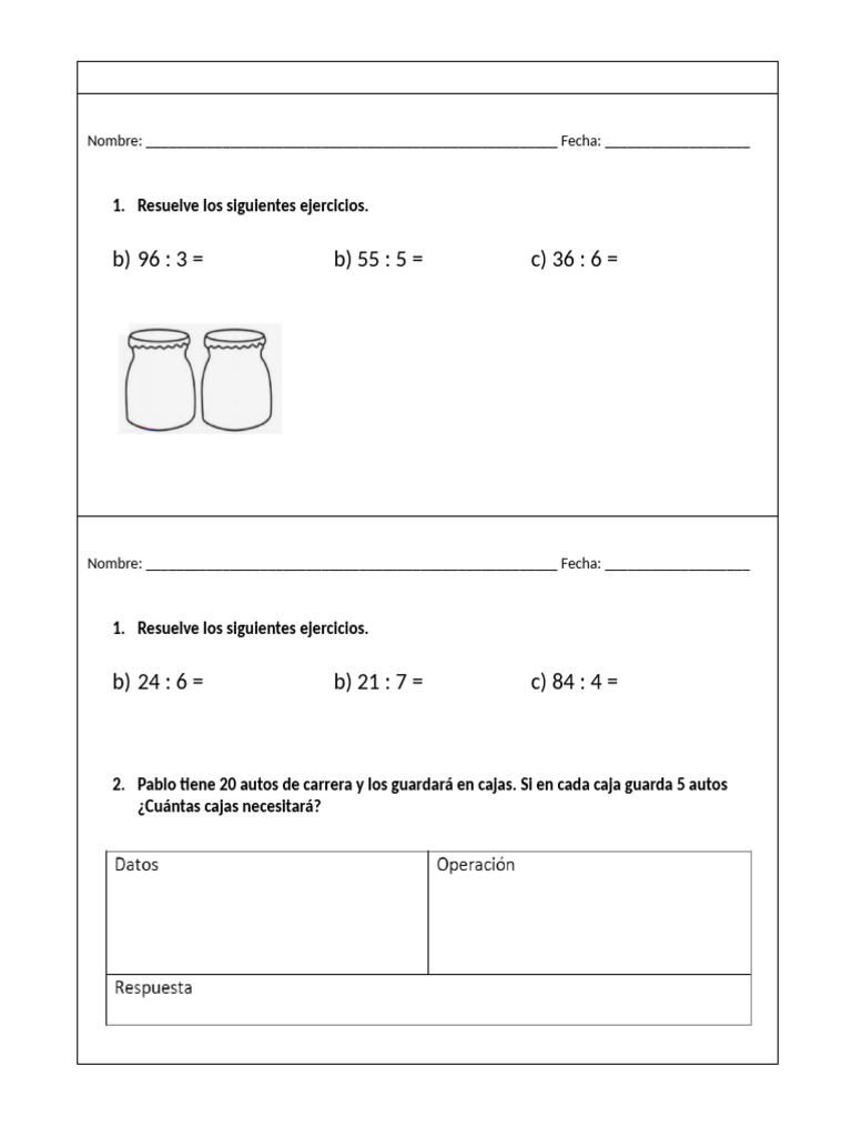 Ejercicios de División y Problemas Matemáticos | PDF