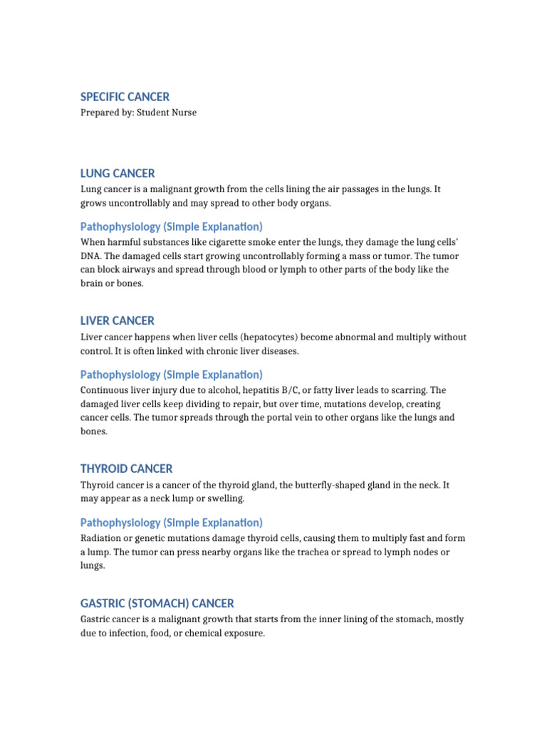 Cancer Notes Lung To Prostate | PDF | Cancer | Neoplasms