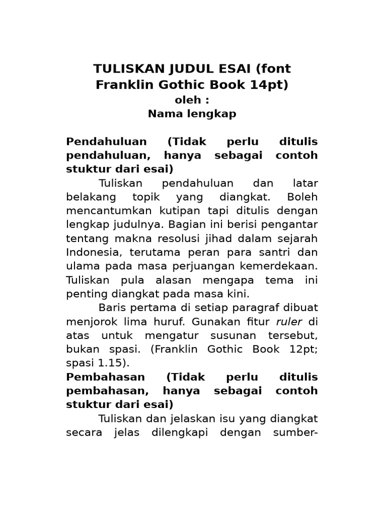 Template Penulisan Esai Rtf Pdf