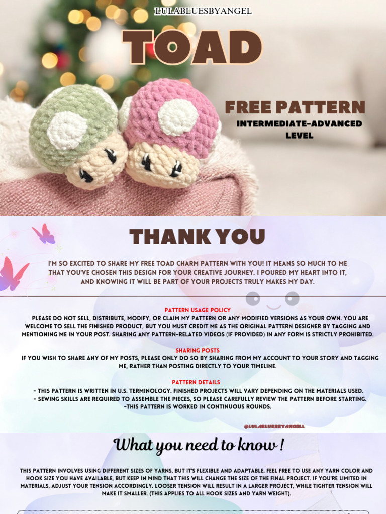 Toad Charm Free Pattern | PDF | Crochet | Figured Fabrics
