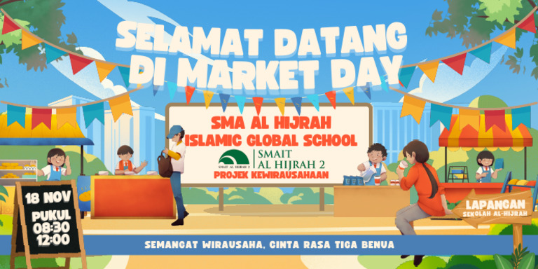 Banner Acara Market Day Projek Kewirausahaan Ilustratif Biru Dan Merah ...