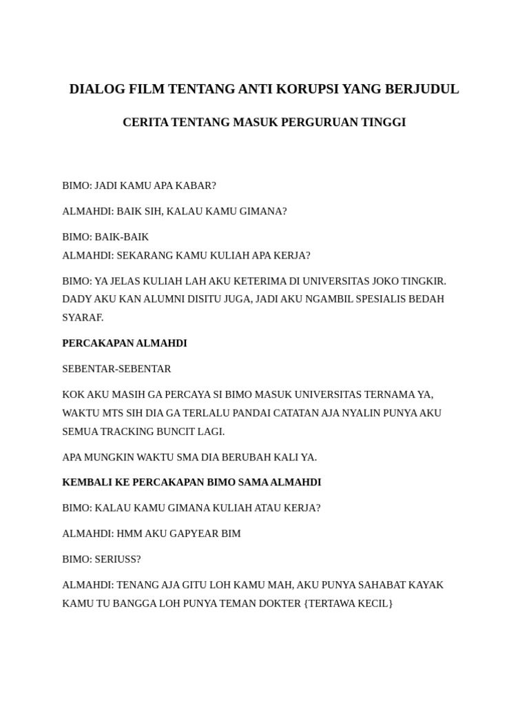 Dialog Film Anti Korupsi di Kampus | PDF