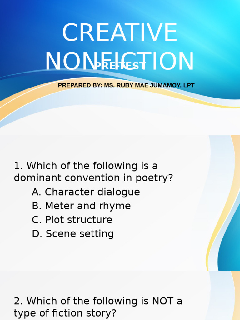 Creative Nonfiction Pretest | PDF | Poetry | Narrative