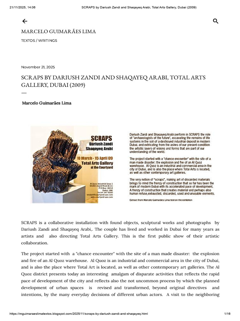 SCRAPS by Dariush Zandi and Shaqayeq Arabi, Total Arts Gallery, Dubai ...