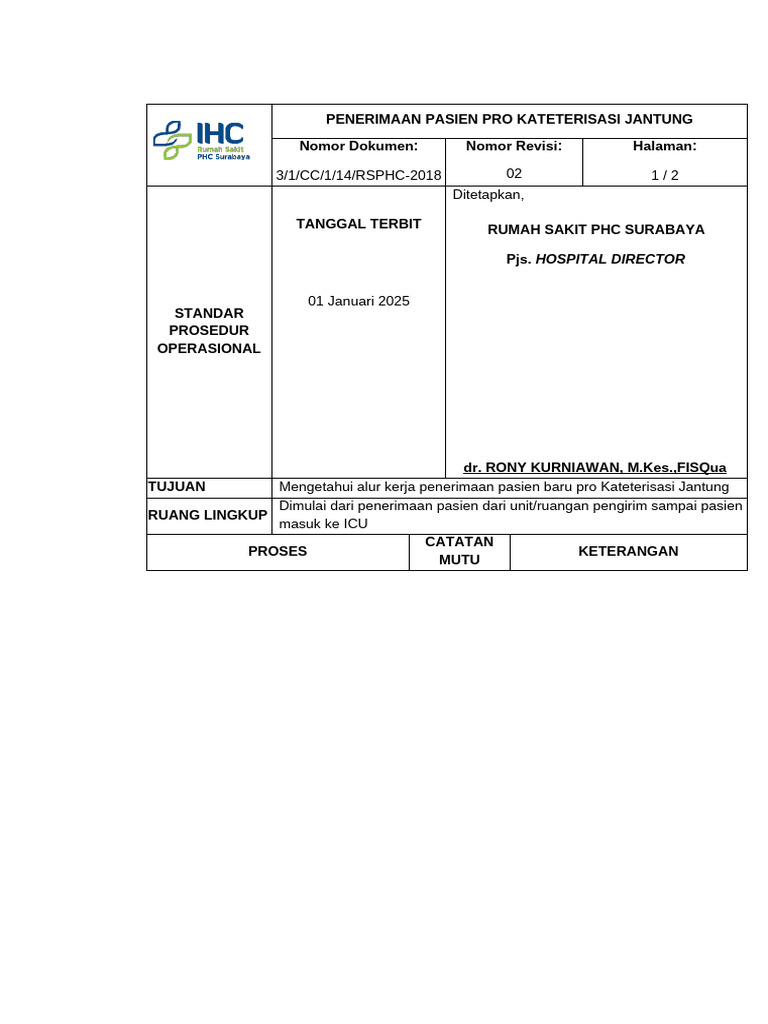 Spo Penerimaan Pasien Baru 2025 | PDF