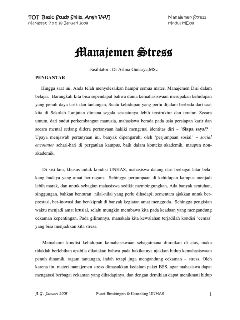 Modul MD08-Manajemen Stress PDF | PDF