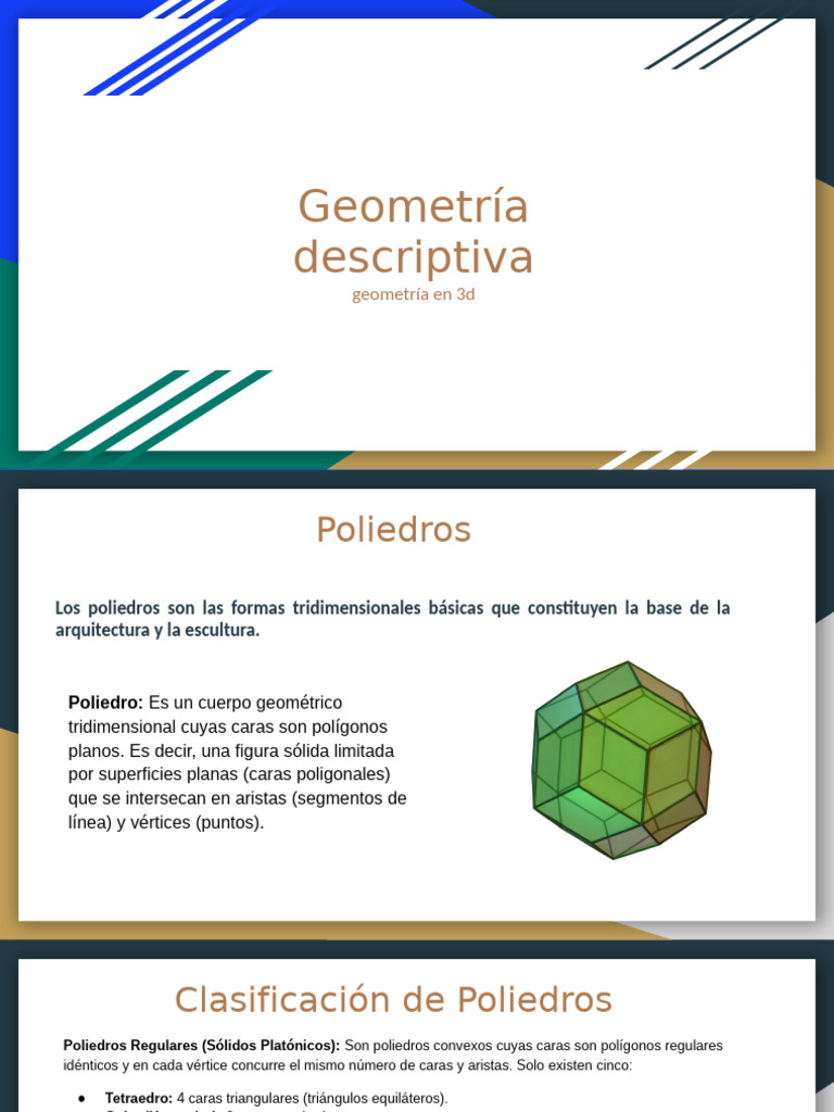 Poliedros y Proyecciones en Geometría 3D | PDF | Formas geométricas ...