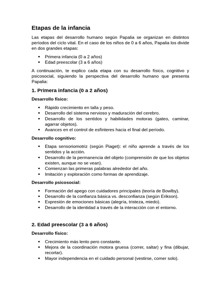 Etapas de La Infancia-Linea Del Tiempo | PDF | Desarrollo cognitivo ...