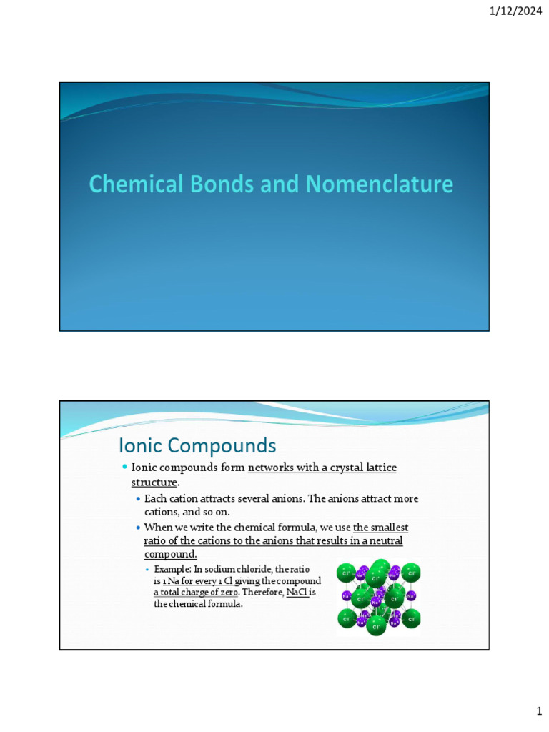 Chemical Bonding and Nomenclature Updated ZA 2024 | PDF | Ion ...