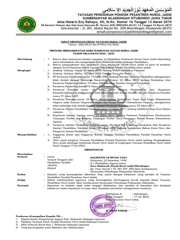 SK Halimatus Sa'Diyah 2022 - 2023 | PDF