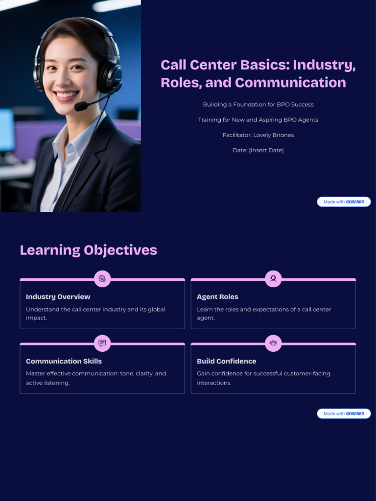 (Training Day 1) Call Center Basics & Communication Skills | PDF | Call ...