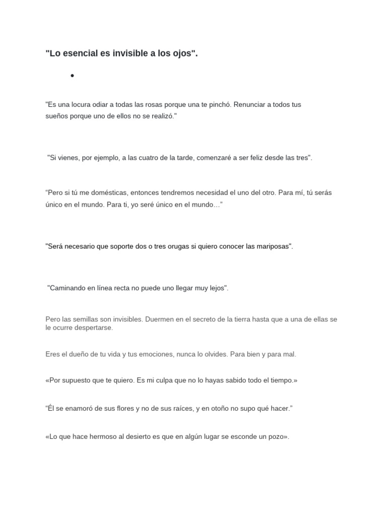 Lo Esencial Es Invisible A Los Ojos | PDF