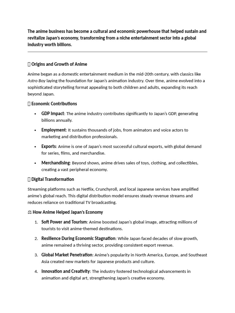 Anime's Economic Impact on Japan | PDF | Anime | Japan