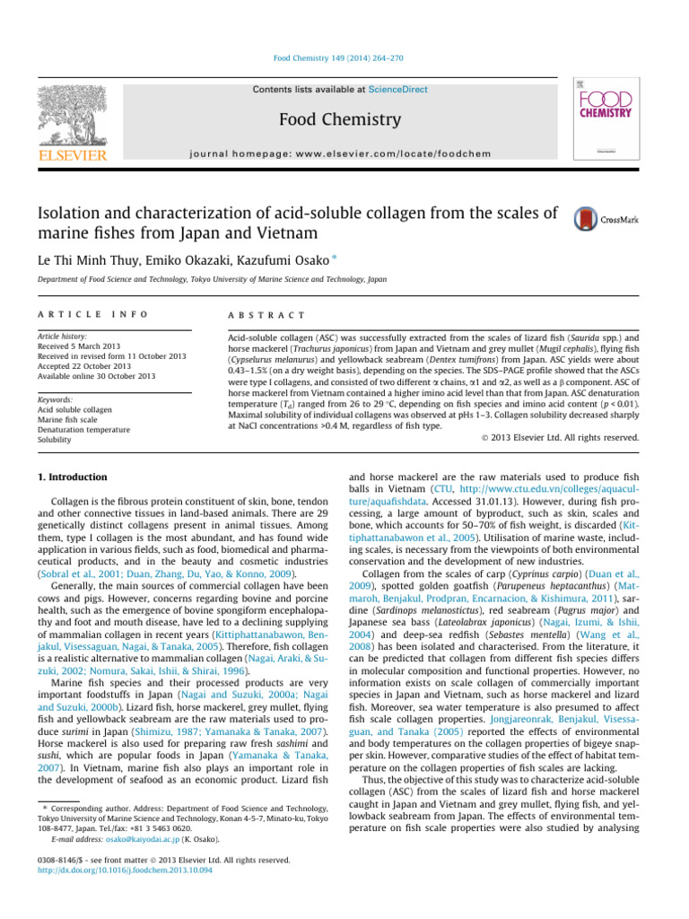 Acid-Soluble Collagen from Fish Scales | PDF | Gel Electrophoresis ...