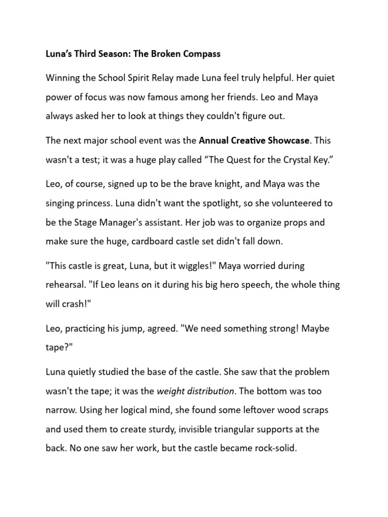 English Reading Comprehension Story Third Season of Luna | PDF