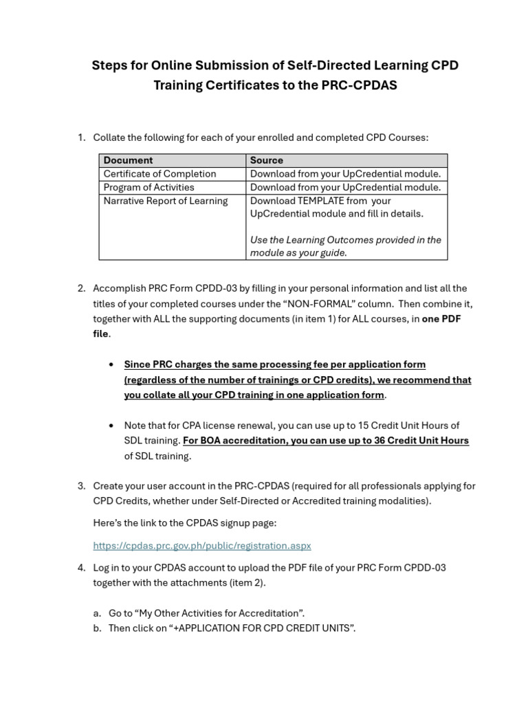 Submit CPD Certificates Online PRC-CPDAS | PDF