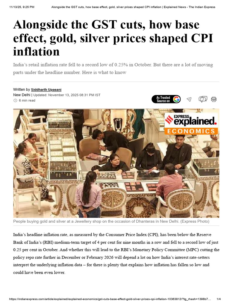Alongside The GST Cuts, How Base Effect, Gold, Silver Prices Shaped CPI ...