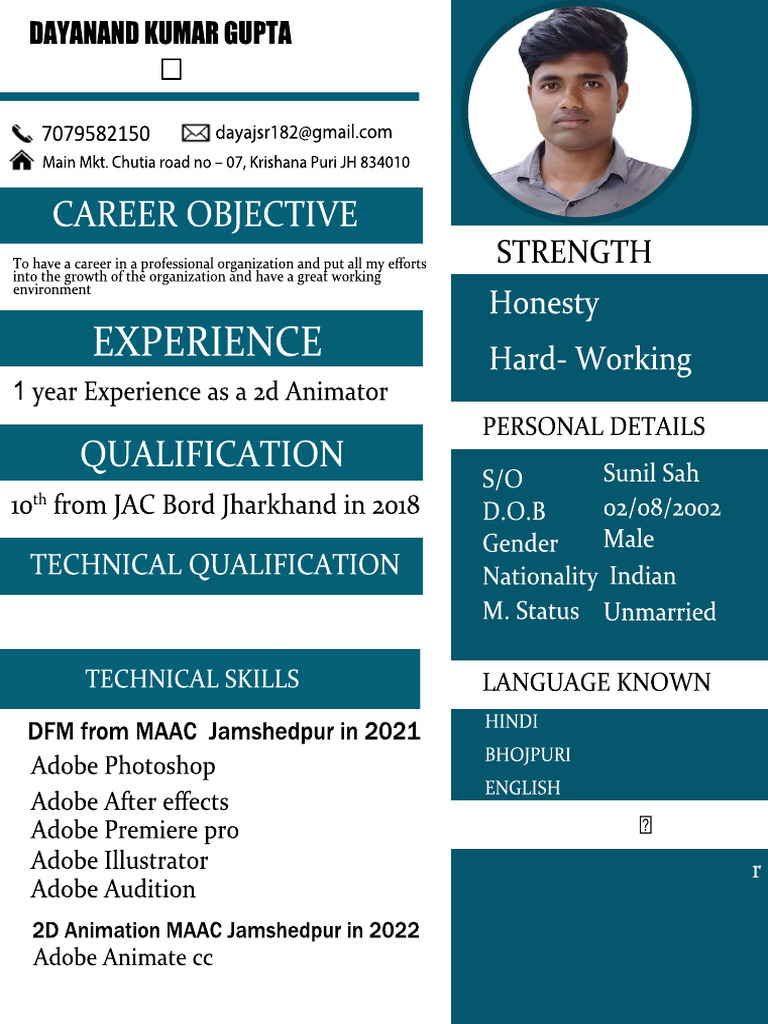 Dayanand Kumar Gupta - 2D Animator CV | PDF