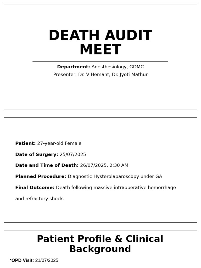 Intraoperative Death Audit: Hysterolaparoscopy | PDF | Tuberculosis ...