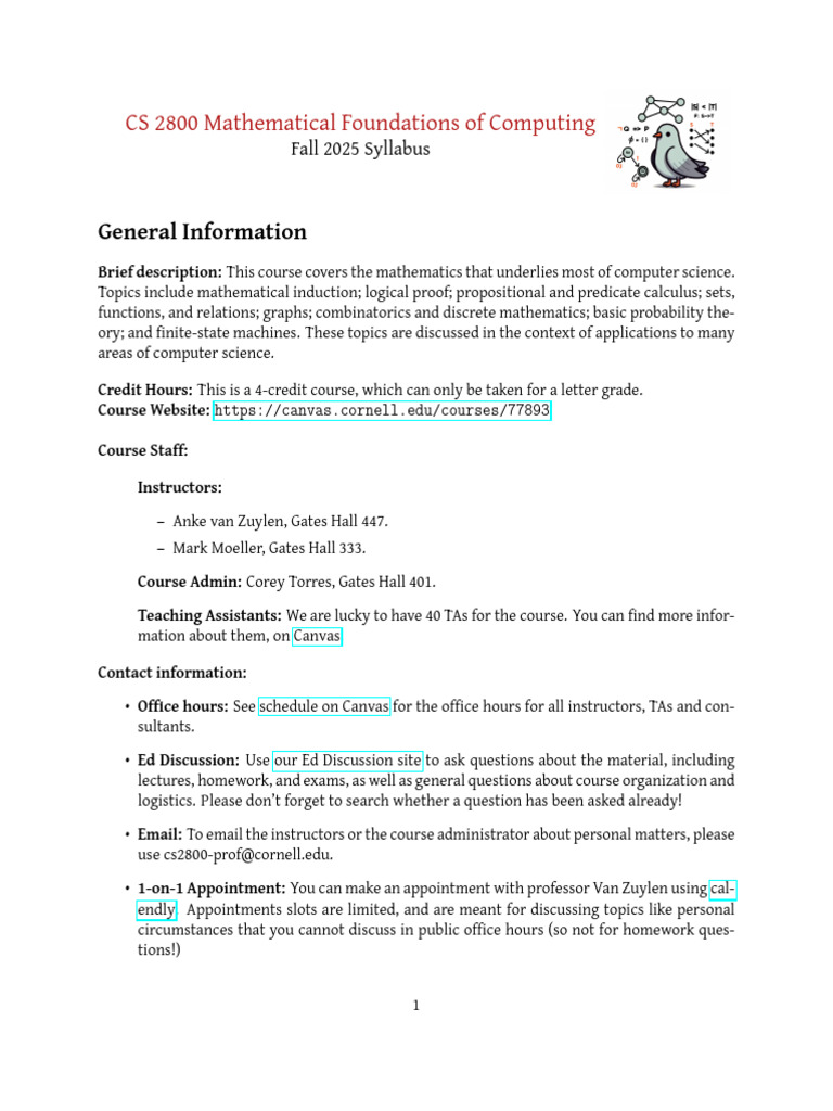 CS 2800 syllabus | PDF | Function (Mathematics) | Probability Distribution