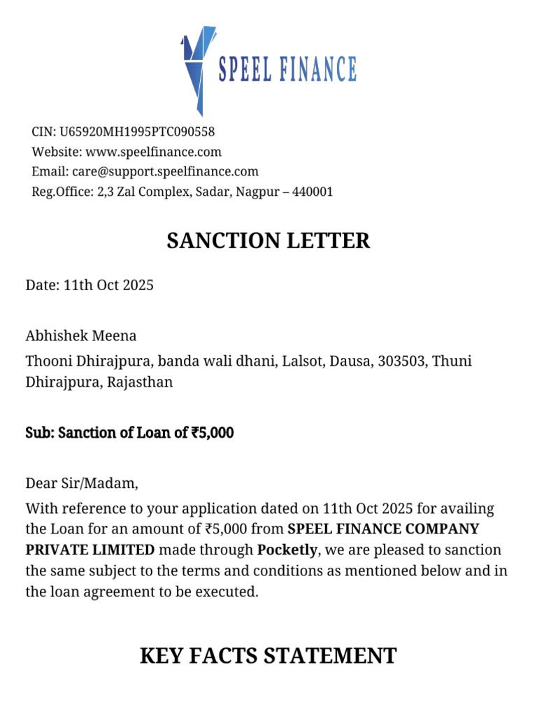 Sanction Letter v2 Lacc43eade8c 8ca4 49b9 b398 5ad4b4d3a5d1 | PDF ...
