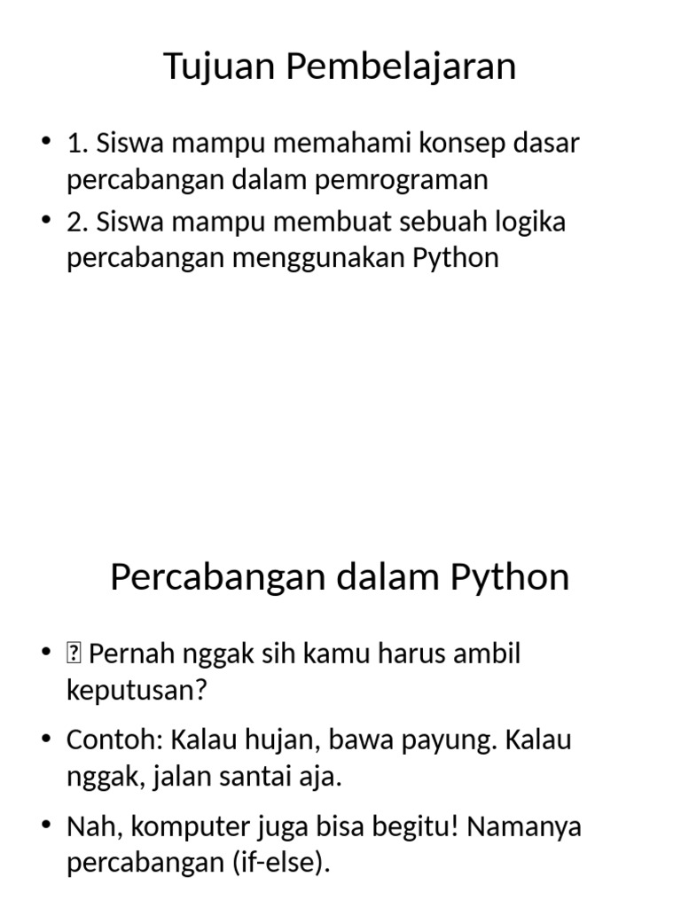 Percabangan Dalam Python SMA | PDF