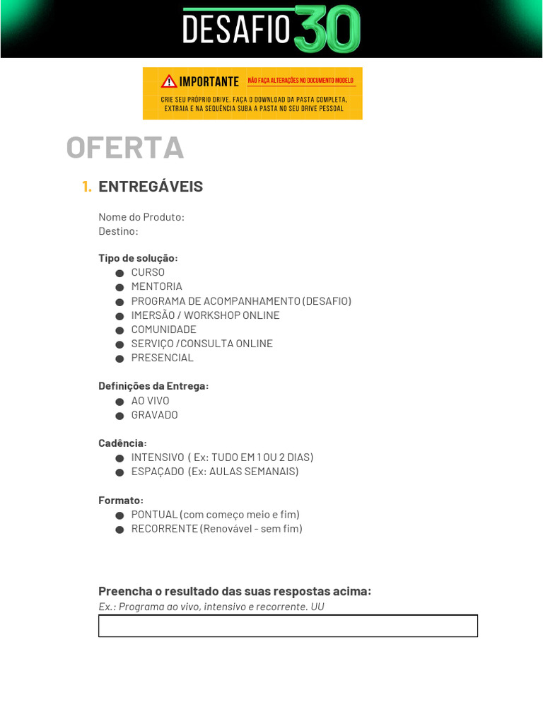 Cópia de 2) MODELO - Produto e Oferta | PDF